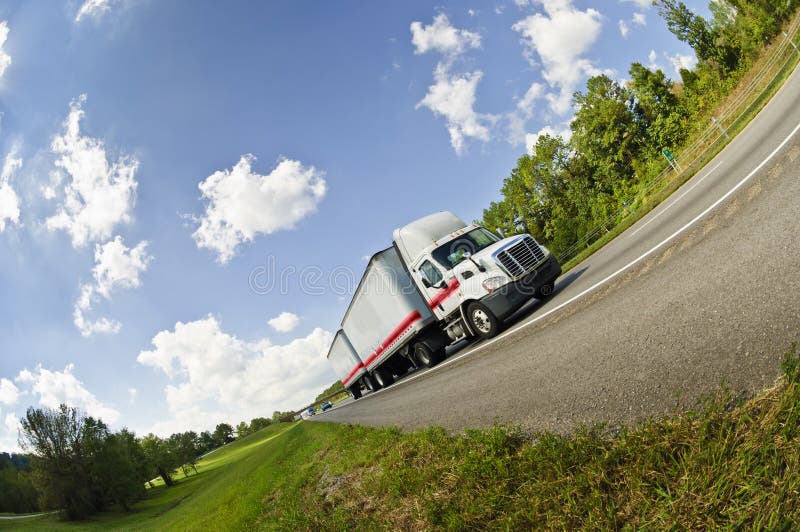 Semi Trailer Truck Using Fish Eye Stock Photo - Image of semi, freeway ...