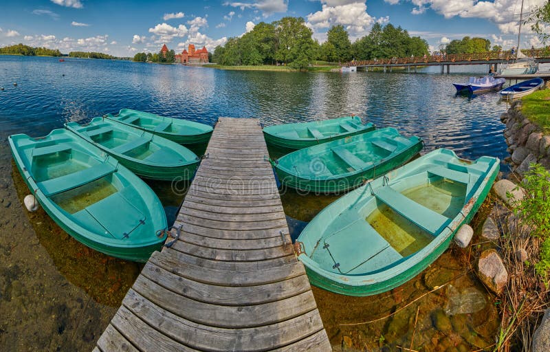 Fisheye View of Trakai Castle Panorama Stock Image - Image of history ...