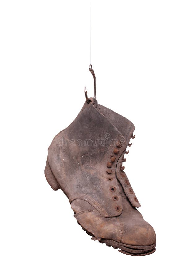 Old Boot Caught on Fishing Line Stock Image - Image of line, hook: 5695535