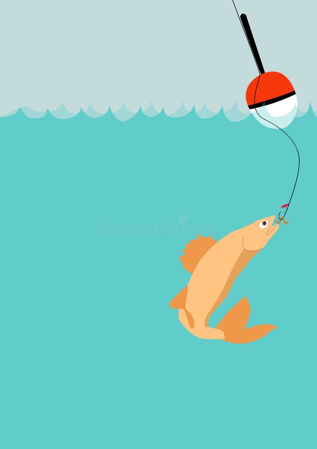 Float, Fishing Line and Hook Underwater Stock Illustration ...