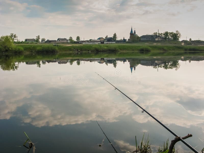 Fishing for Bait in a Quiet Magical Spring Morning from the Shore of ...