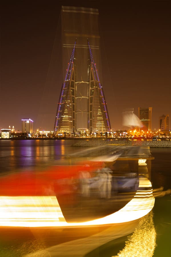 Fishing Boat and Bahrain Skyline Stock Photo - Image of festival ...