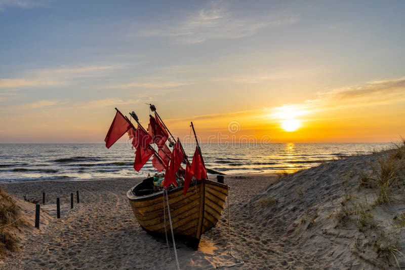 Fishing Boat on the Baltic Sea Beach Stock Image - Image of summer ...