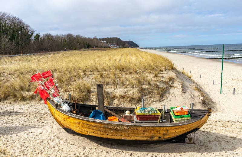 Fishing Boat on the Beach Baltic Sea Stock Photo - Image of baltic ...
