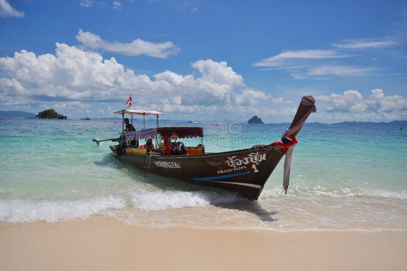 Fishing Boat in Blue Calm Sea Editorial Photography - Image of ...