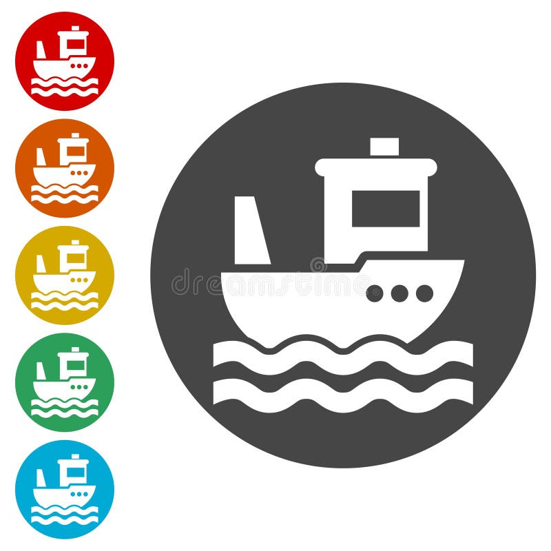 Fishing boat icons set stock vector. Illustration of marine - 167913733