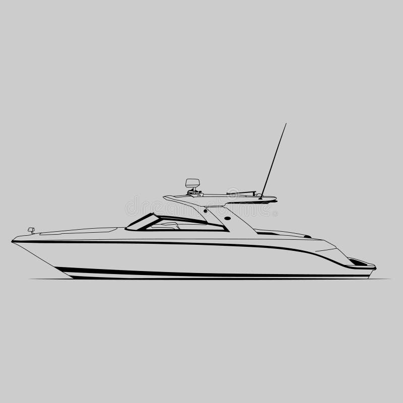Fishing Boat Illustration Vector Line Art Boat One Color Stock Vector ...