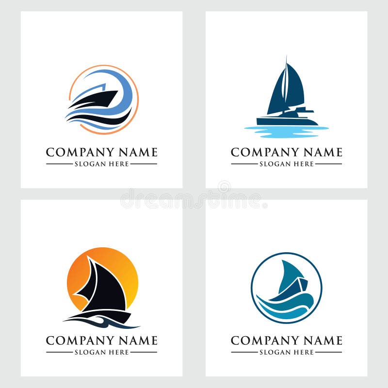 Fishing Boat Logo Vector Template Stock Vector - Illustration of ocean ...