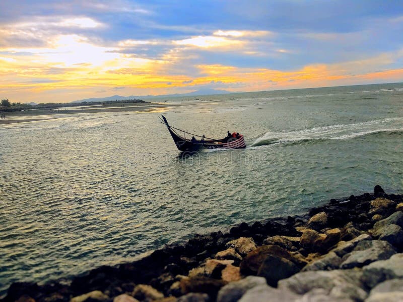 A Fishing Boat Looked so Wonderful Under a Beautiful Sky Stock Image ...