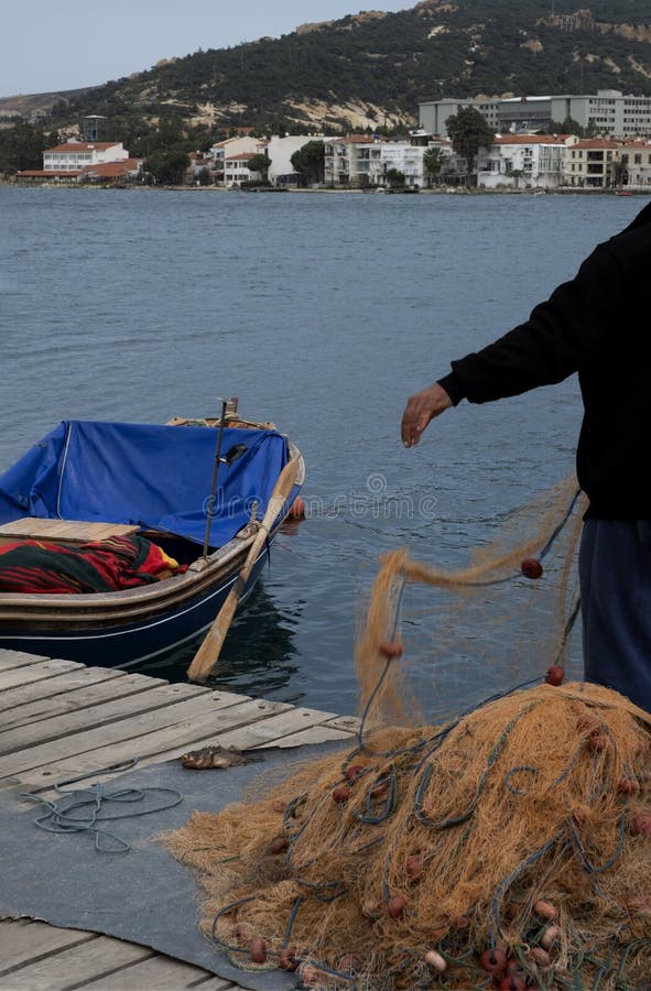 Fishing boat in the marina stock image. Image of fishnet - 205987797