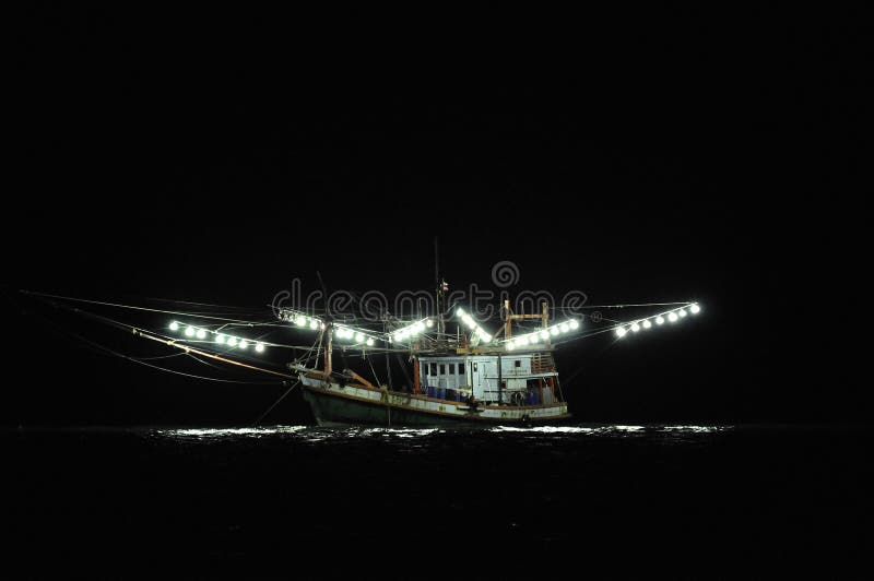 Fishing boat at night stock image. Image of black, danger - 29426001