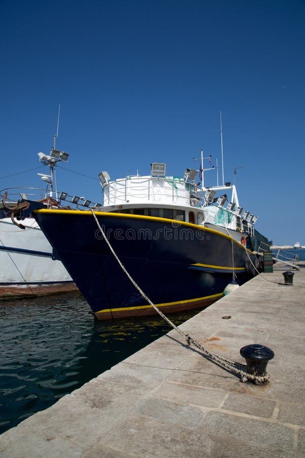 Fishing boat in the port stock image. Image of cloud - 32633983