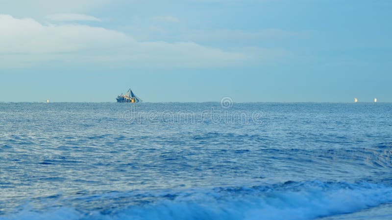 Fishing Boat on Sea. Fishing Ship in Sea. Small Boat Float. Static View ...