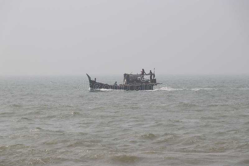 Fishing Boat on the Sea. Trolling Boat in the Ocean Stock Image - Image ...
