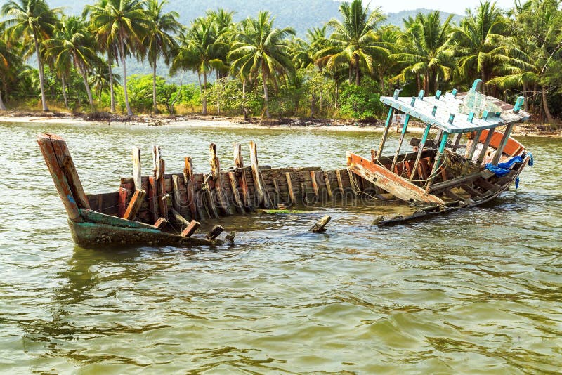 Fishing boat sinking stock photo. Image of sailing, industry - 54816792
