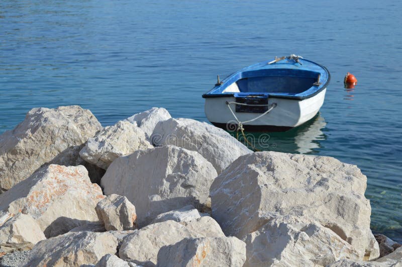 Boat and stone stock image. Image of coast, europe, blue - 12610807