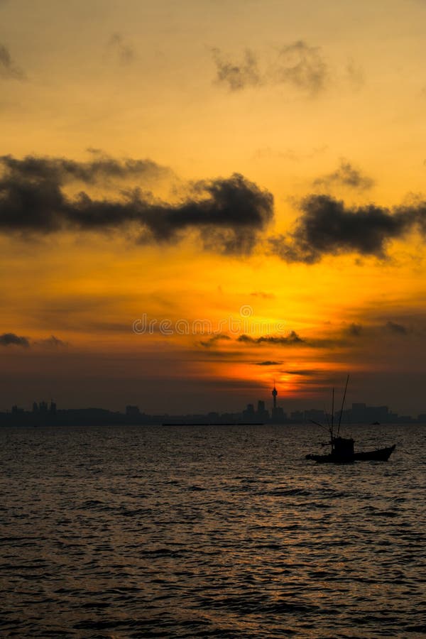 Fishing Boat on Sunset stock photo. Image of nature, sunrise - 88611326