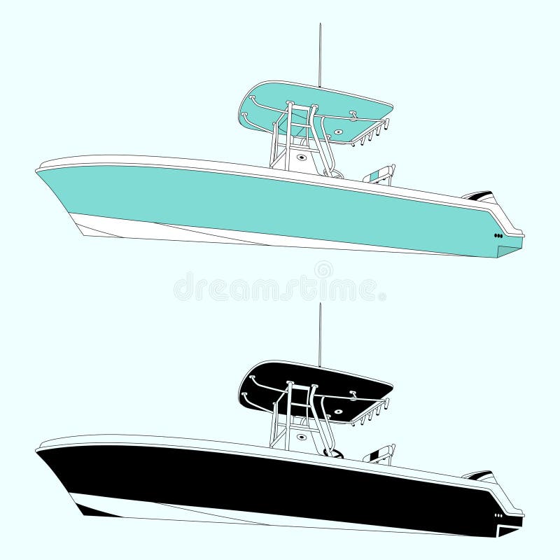 Fishing Boat Vector Illustration and One Color Vector. Stock Vector ...