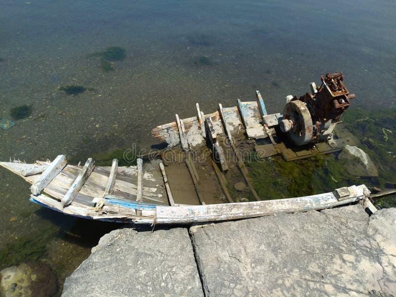Fishing Boat Wreck stock photo. Image of fishing, ship - 148803338