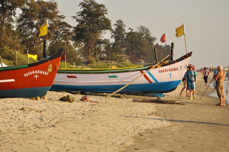Fishing Boats on the Beach of Goa Editorial Stock Photo - Image of boat ...