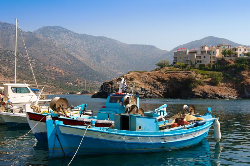 Fishing boats, Crete stock image. Image of europe, pier - 18131765