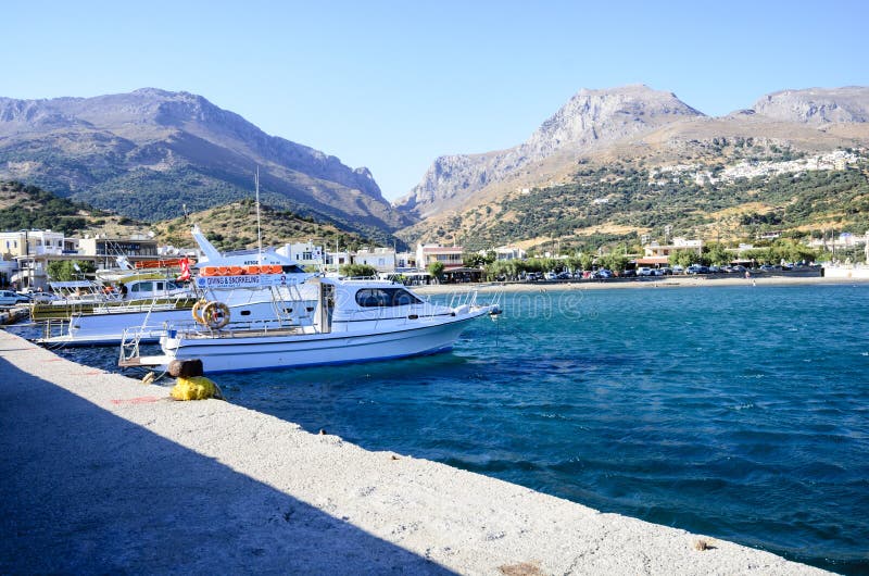 Fishing Boats in Crete editorial photography. Image of aegean - 87312157