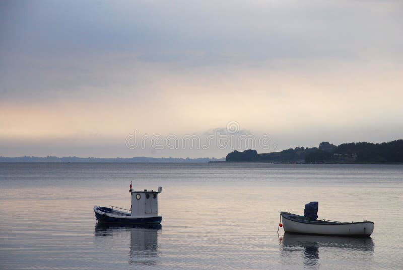 Fishing Boats at Dawn stock photo. Image of europe, misty - 16170184