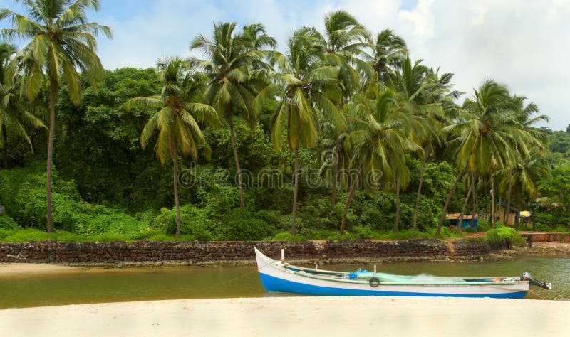 Fishing Boats in Tropical River. Goa Stock Photo - Image of asia, river ...