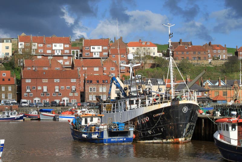 Fishing Boats In Whitby Harbour, North Yorkshire. Editorial Photography ...