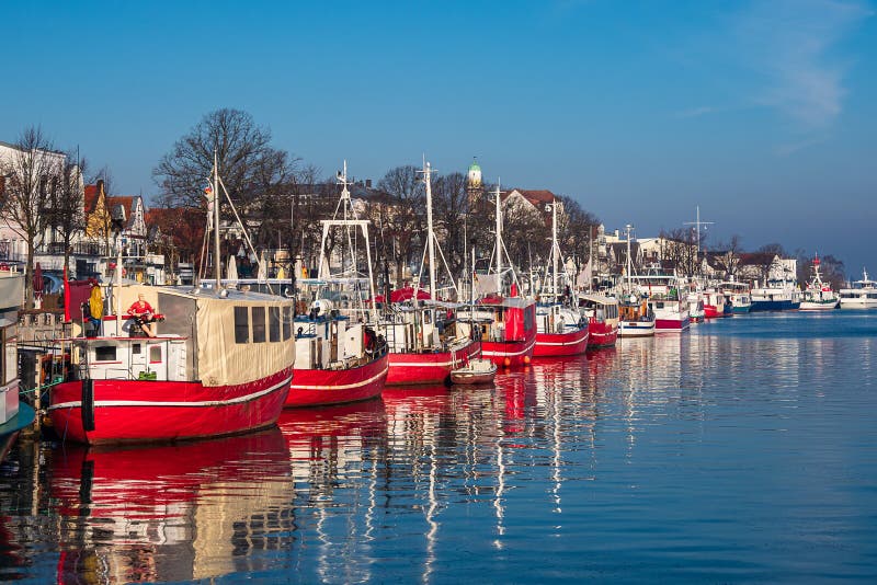 Fishing Boats in Winter Time in Warnemuende, Germany Editorial Image ...