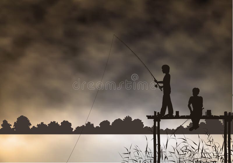 Father and Son fishing stock vector. Illustration of child - 31225141