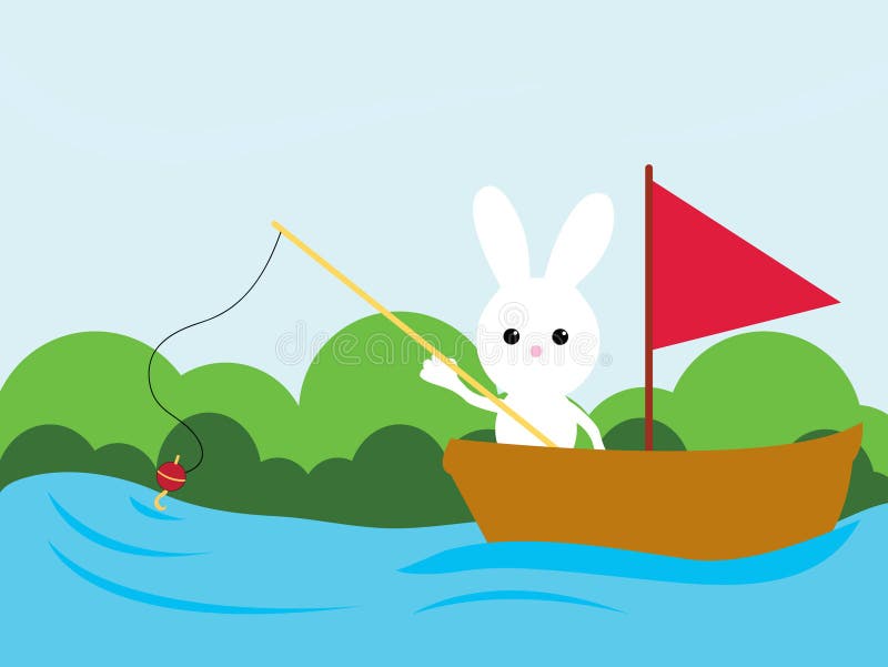 Fishing bunny stock vector. Illustration of occasion, rabbit - 8601631