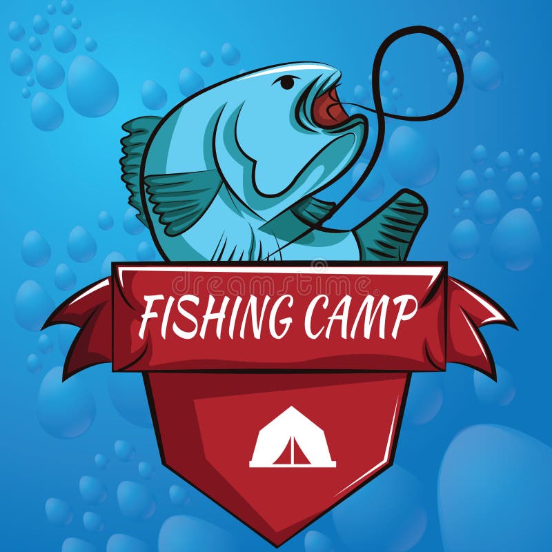 Fishing Camp Design. Vector Illustration Decorative Design Stock Image ...