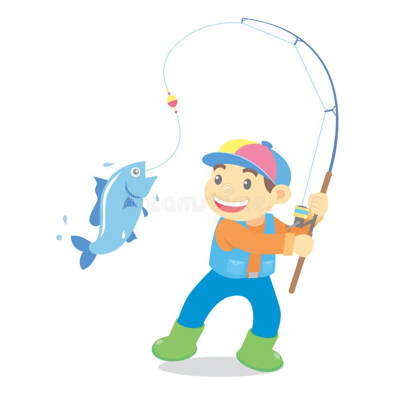 Fishing cartoon stock vector. Illustration of happy, cartoon - 54851581