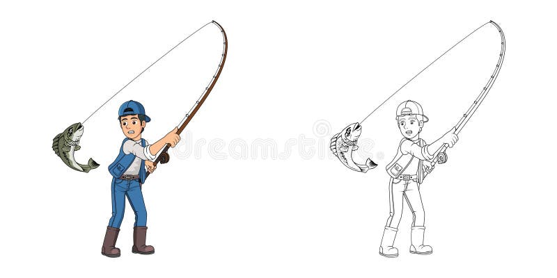 Fishing Cartoon Character Design Illustration Stock Vector ...