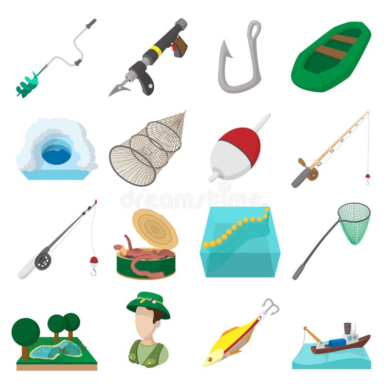 Fishing rod cartoon icon stock vector. Illustration of hunting - 79756842