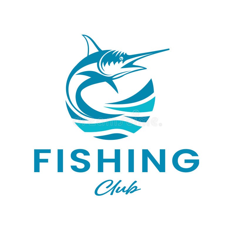 Fishing Club Logo with Marlin Fish and Wave Design Vector Illustration ...