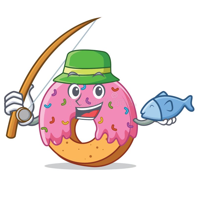 Fishing Donut with Sugar Mascot Cartoon Stock Vector - Illustration of ...