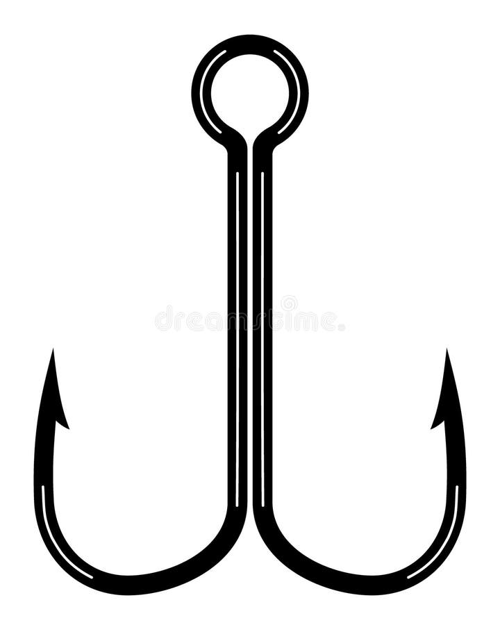 Fishing double hook stock vector. Illustration of unary - 360740583
