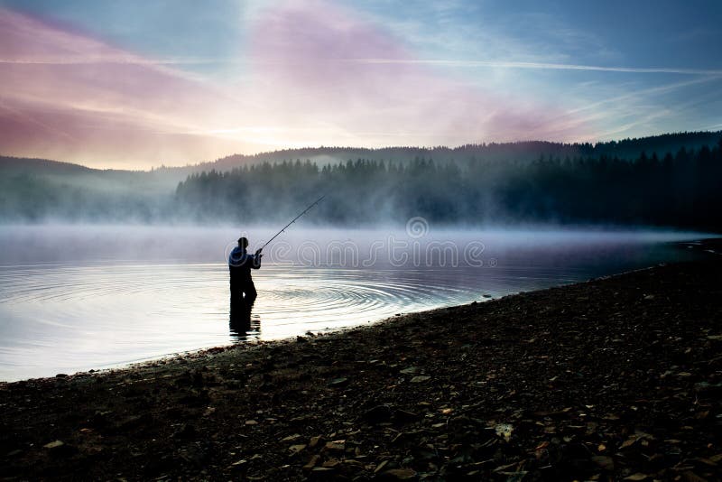 Fishing Early in the Morning Stock Image - Image of fisherman, fishing ...