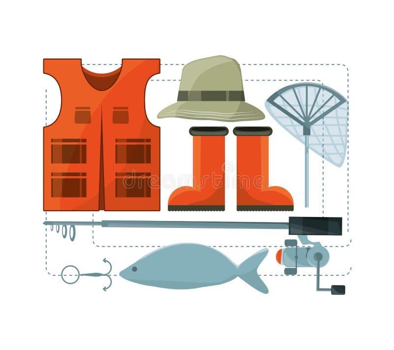 Fishing Equipment Basic for Catch Stock Vector - Illustration of salmon ...