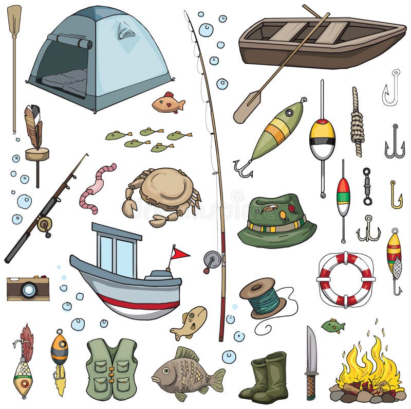 Fishing equipment stock vector. Illustration of catch - 58014828
