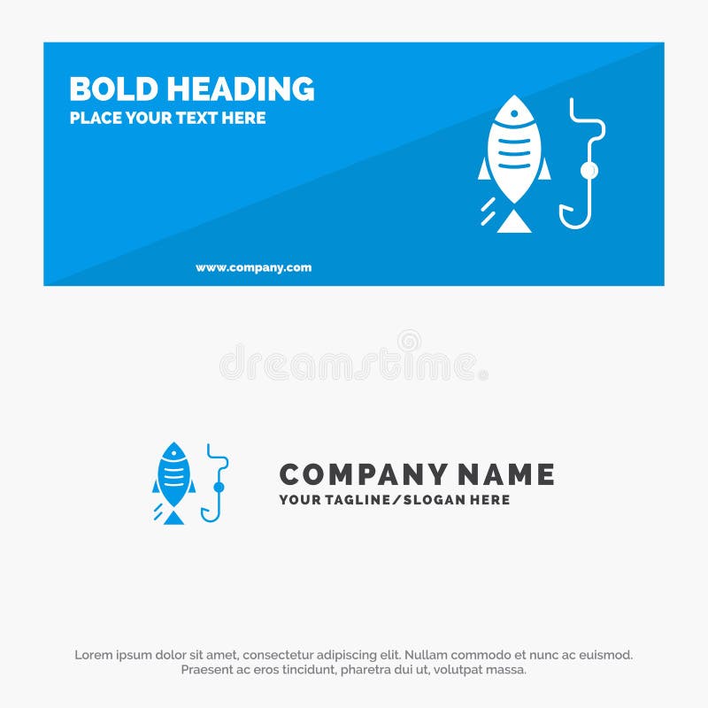 Fishing, Fish, Hook, Hunting SOlid Icon Website Banner and Business ...