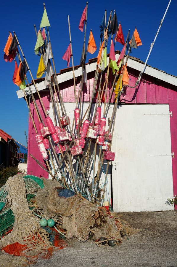 Fishing Flags and Nets stock image. Image of white, nets - 56451527