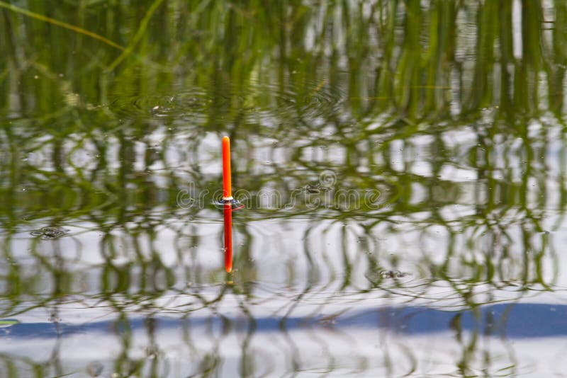 The Tip of the Fishing Float Sits Vertically in the Water Next To a ...