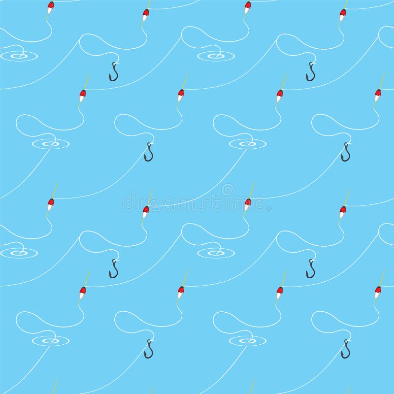 Fishing Floats Seamless Pattern Stock Vector - Illustration of hook ...