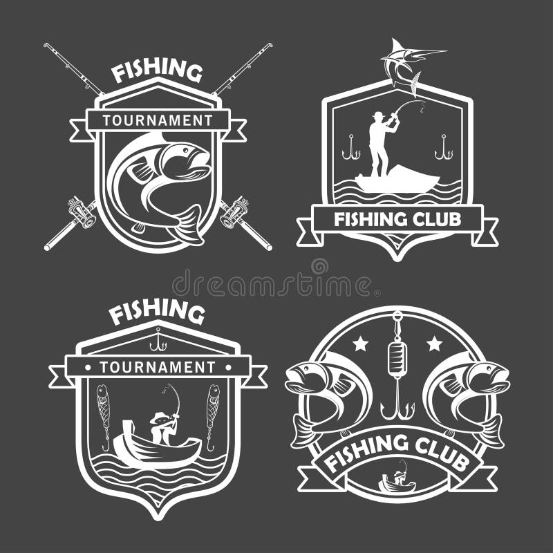 Fishing four emblems stock vector. Illustration of badge - 219369206