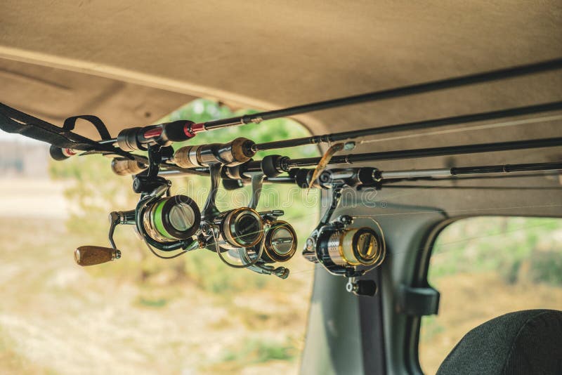 Fishing gear in the car stock photo. Image of outdoor - 183307568