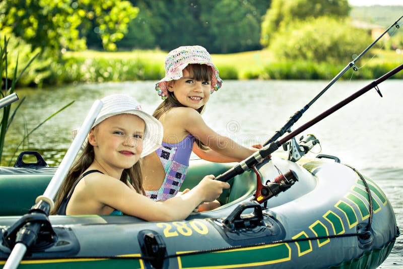 Fishing girls stock photo. Image of fisherman, lakes - 25184148