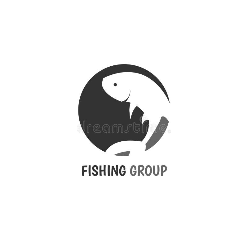 Fishing Hobby Logo Template in Black. Fishing Group Simple Black Dan ...
